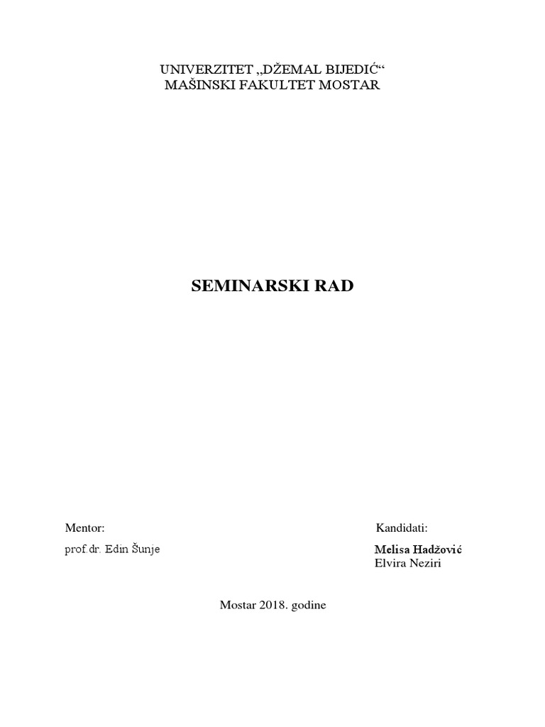 Opis Seminarskog Rada Iz Brizganja | PDF