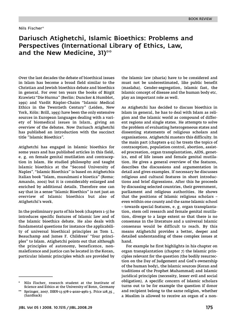 Islamic Bioethics Overview | PDF | Bioethics | Quran