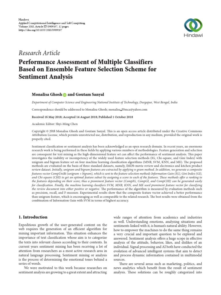 Performance Assessment of Multiple Classifiers Based On Ensemble Feature Selection Scheme For ...