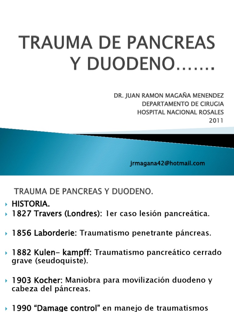 Trauma de Pancreas | PDF | Páncreas | Lesión