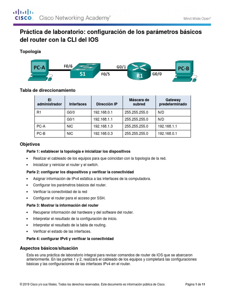 1146 Lab Configuring Basic Router Settings With Ios Cli 1 Pdf Enrutador Computación