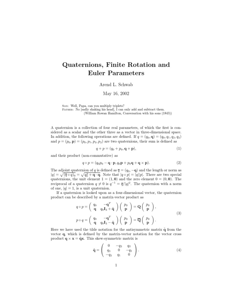 Quaterniones | PDF | Rotation | Euclidean Vector