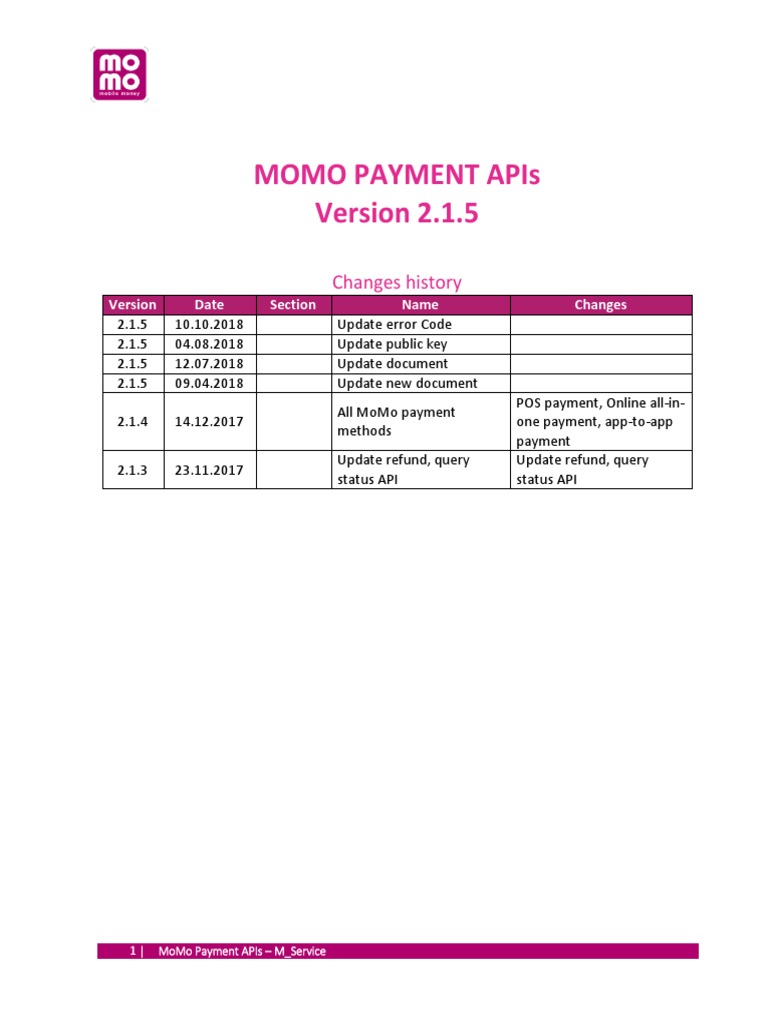 MoMo Payment APIs v2.1.5 | Download Free PDF | Point Of Sale | Qr Code