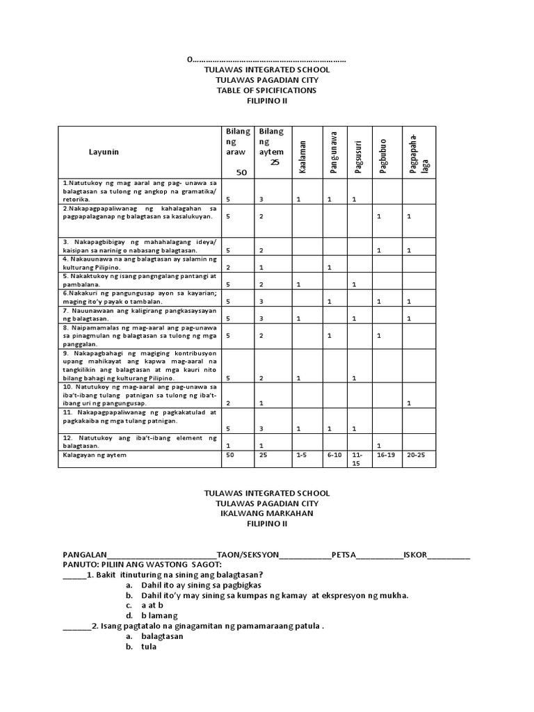 Tos in Filipino Ayet | PDF