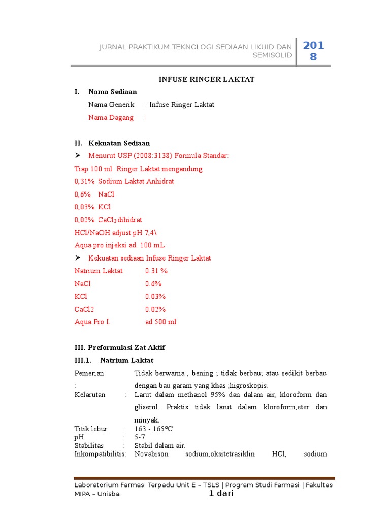 Infus Ringer Laktat | PDF