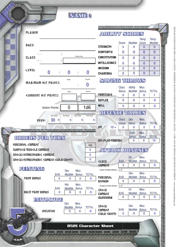 A Blank Character Sheet | PDF | Tabletop Games | Role Playing