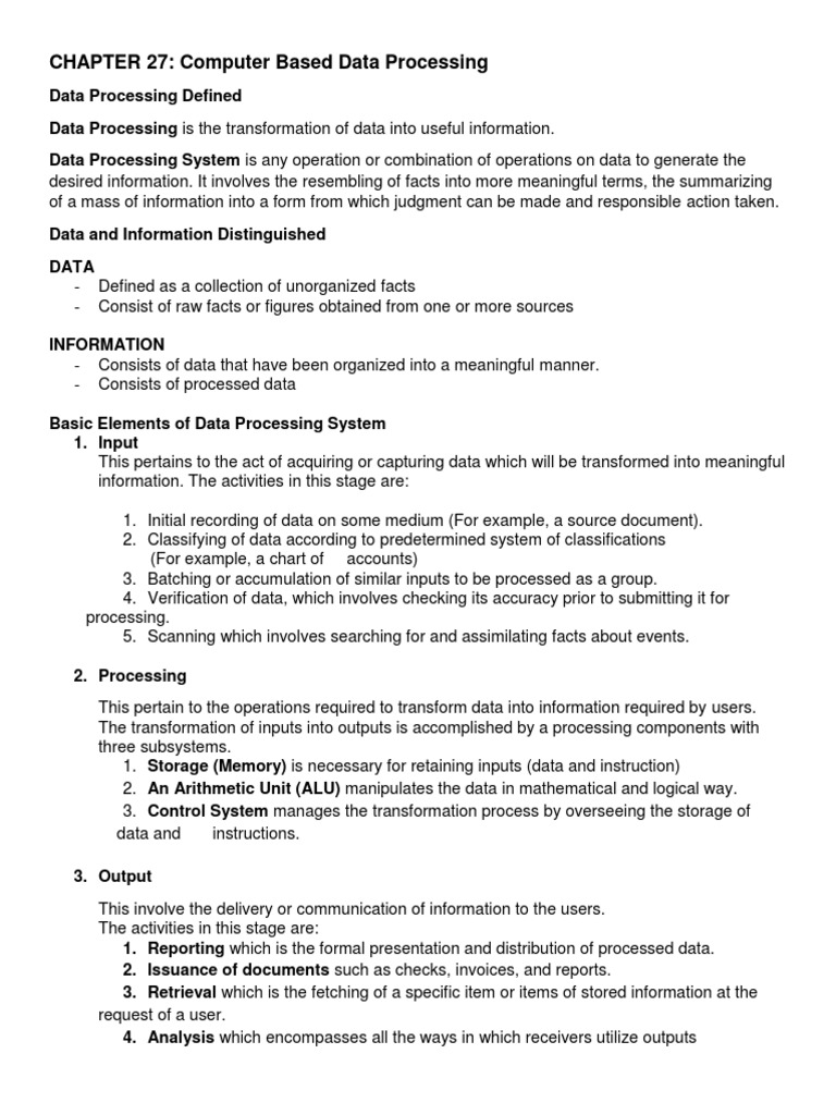 CHAPTER 27 Computer Based Data Processing | PDF | Operating System ...