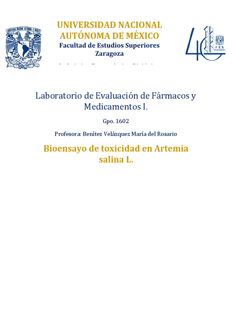 Bioensayo y Toxicidad en Artemia Salina | PDF | Toxicidad | Organismos