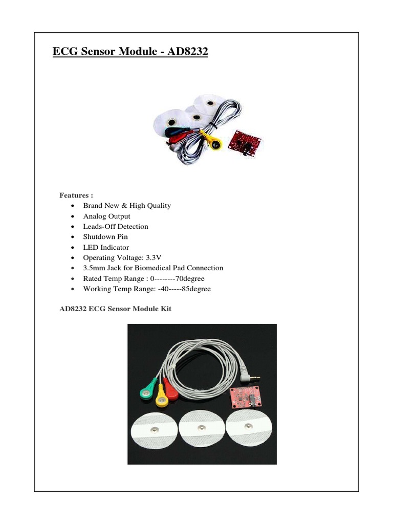Ecg Sensor Module Ad8232 | PDF