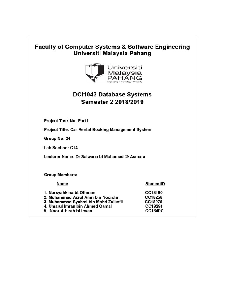 C14 - Task 1 Group 24 | PDF | Databases | Car Rental