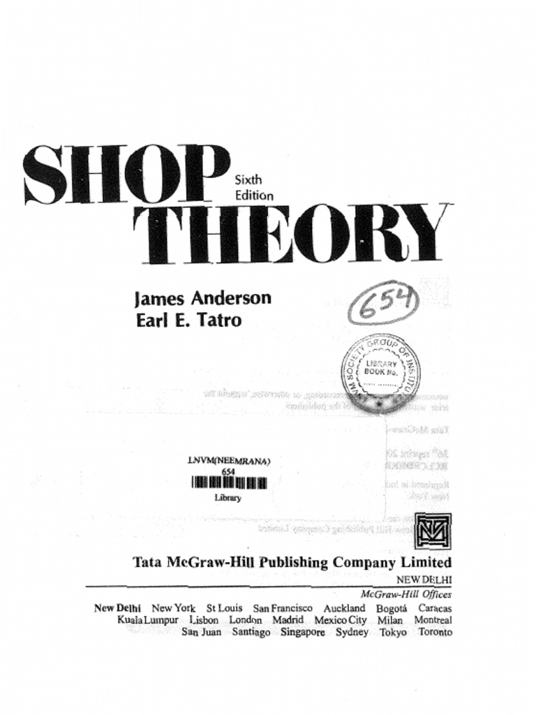 Shop Theory by Anderson James PDF | PDF | Machining | Apprenticeship