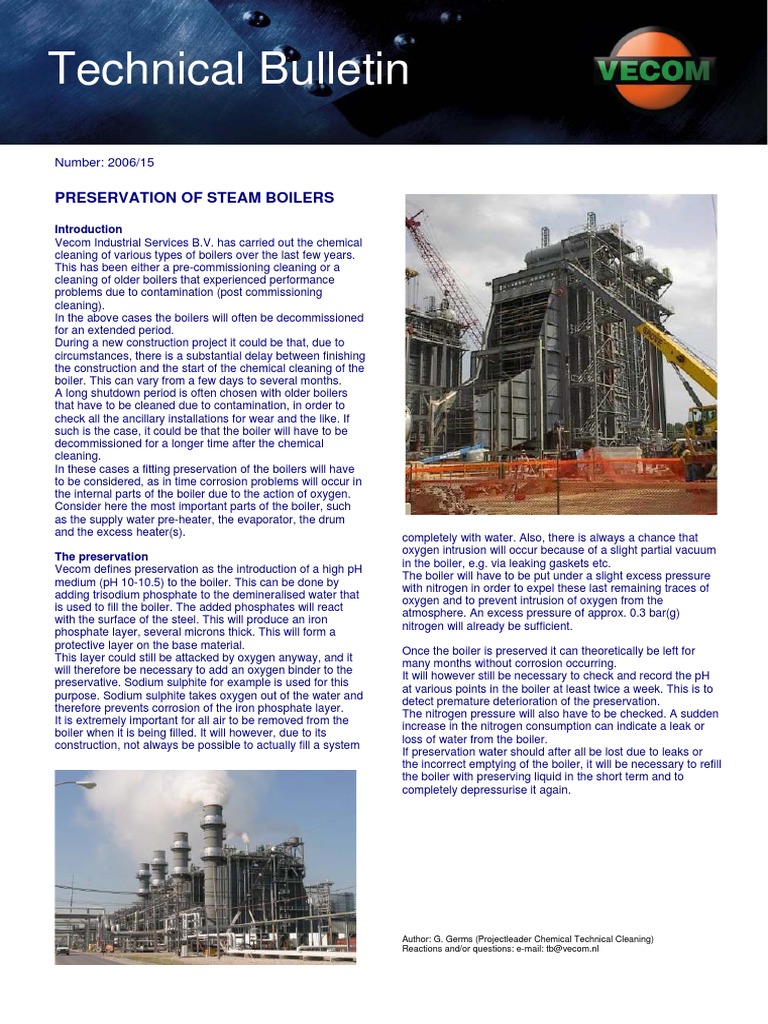 Technical Bulletin: Preservation of Steam Boilers | PDF | Boiler | Oxygen