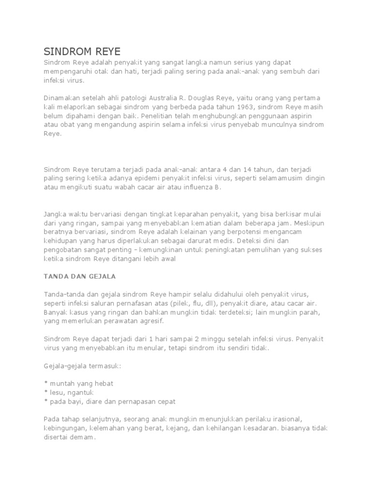 Sindrom Reye | PDF
