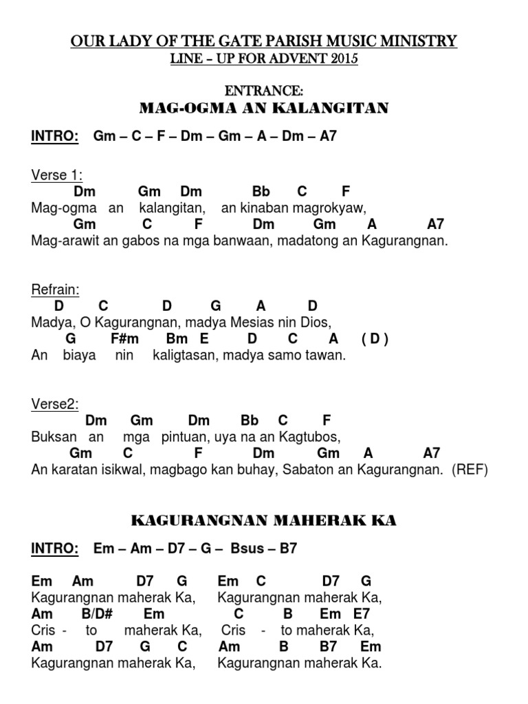 Bikol Advent Songs Chords | PDF | Musical Forms | Oral Tradition