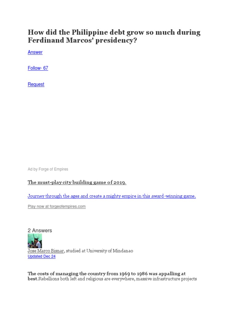 How Did The Philippine Debt Grow So Much During Ferdinand Marcos ...