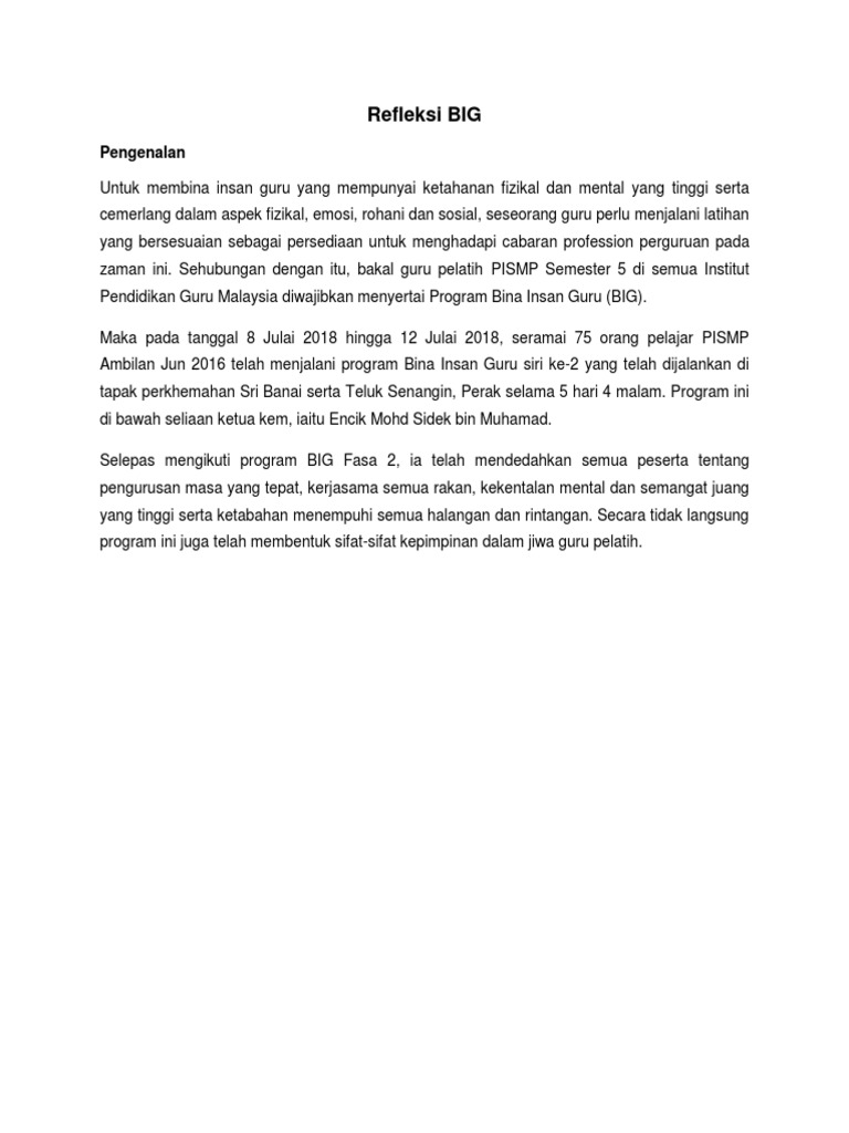 Refleksi BIG | PDF