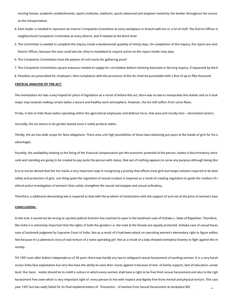 Supreme Court Case Analysis Vishaka And Ors V State Of Rajasthan And Ors By Kavisha Gupta 