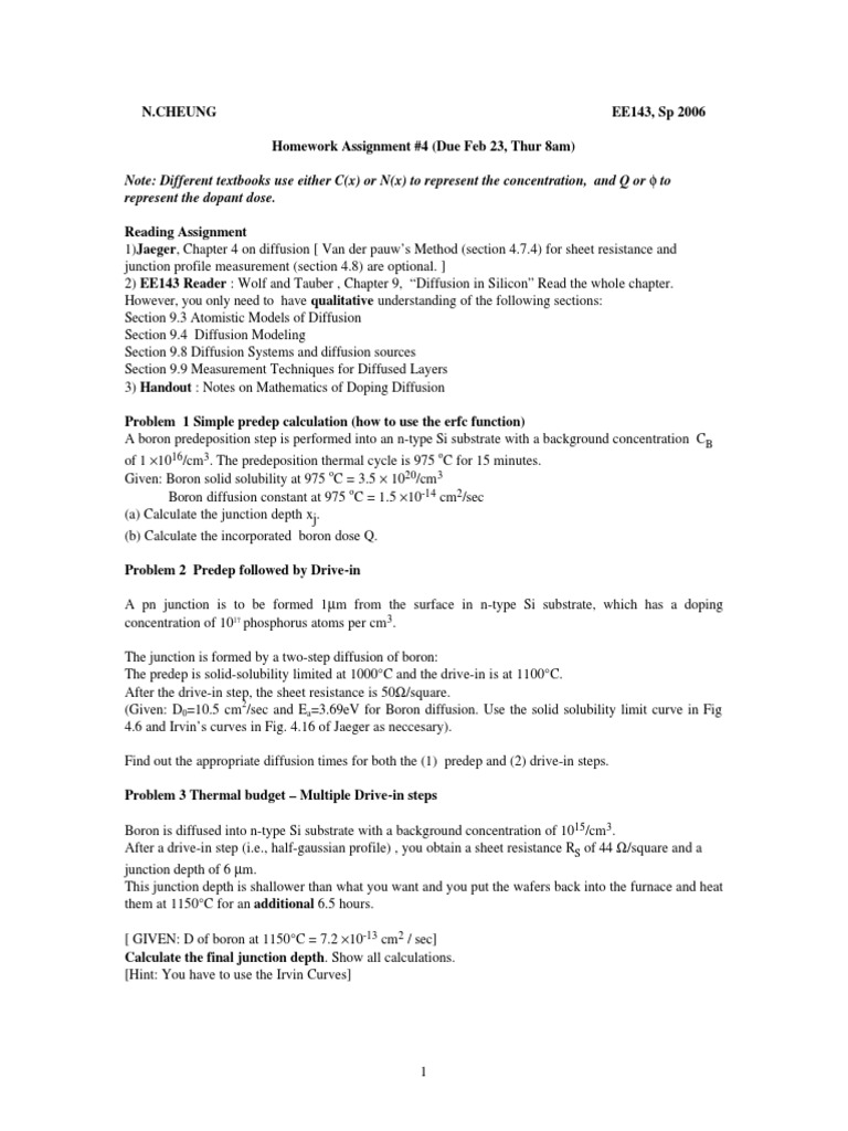 Diffusion | PDF | P–N Junction | Doping (Semiconductor)