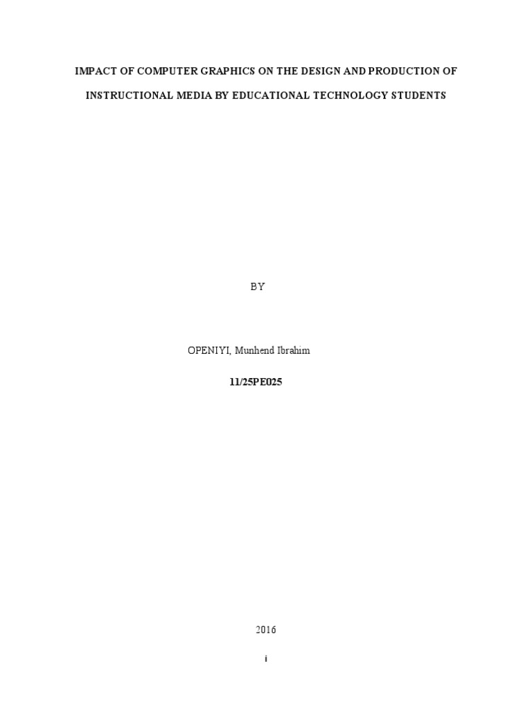 Impact Computer Graphics On The Design& Production of Instructional ...