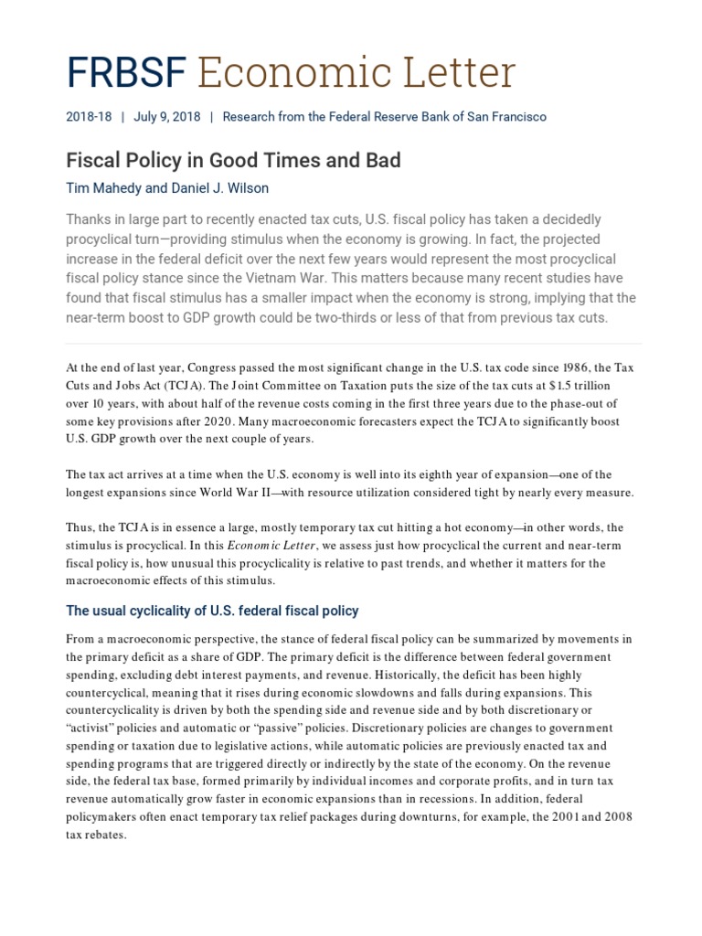 FRBSF: Economic Letter | PDF | Fiscal Multiplier | Deficit Spending