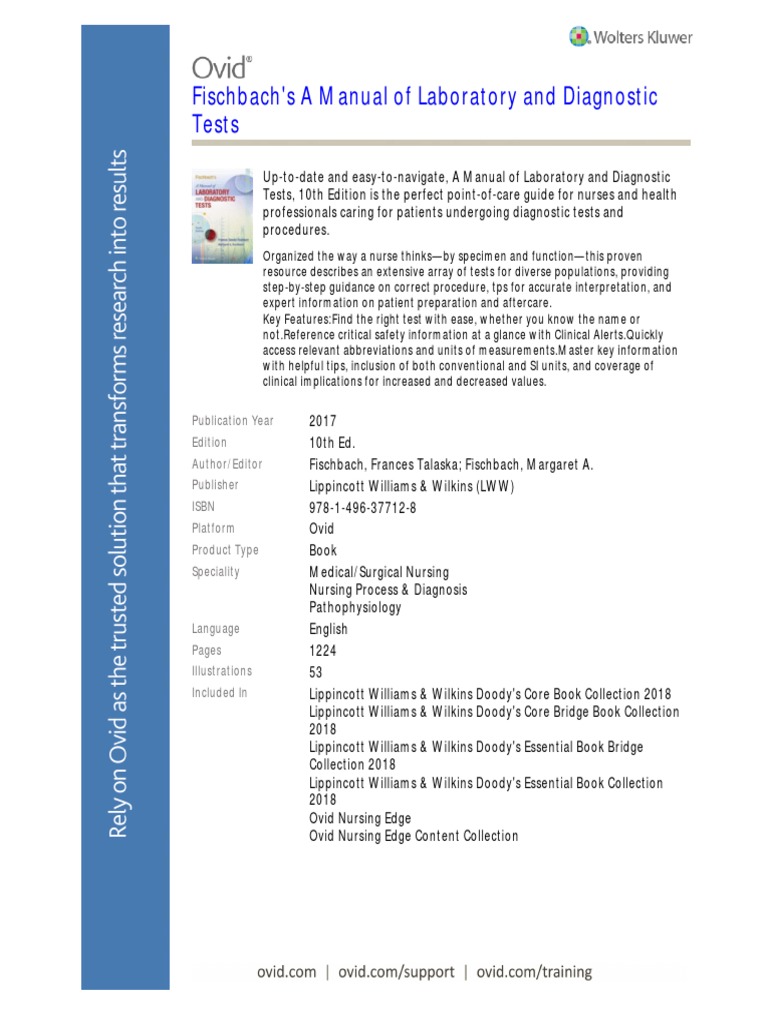 Fischbach's A Manual of Laboratory and Diagnostic Tests | PDF