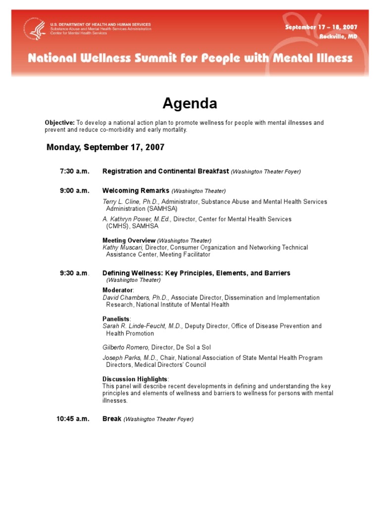 Agenda | PDF | Mental Disorder | Clinical Psychology