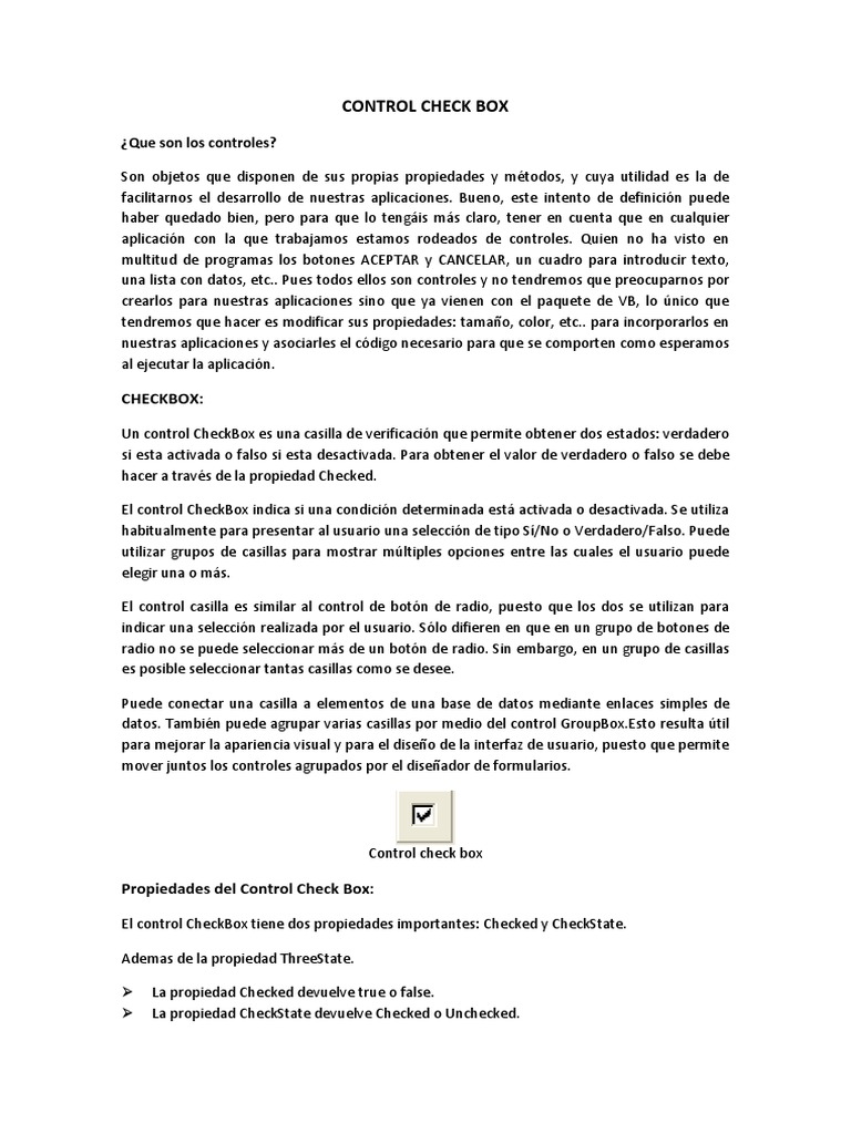 Control Check Box | PDF | Radio | Objeto (informática)
