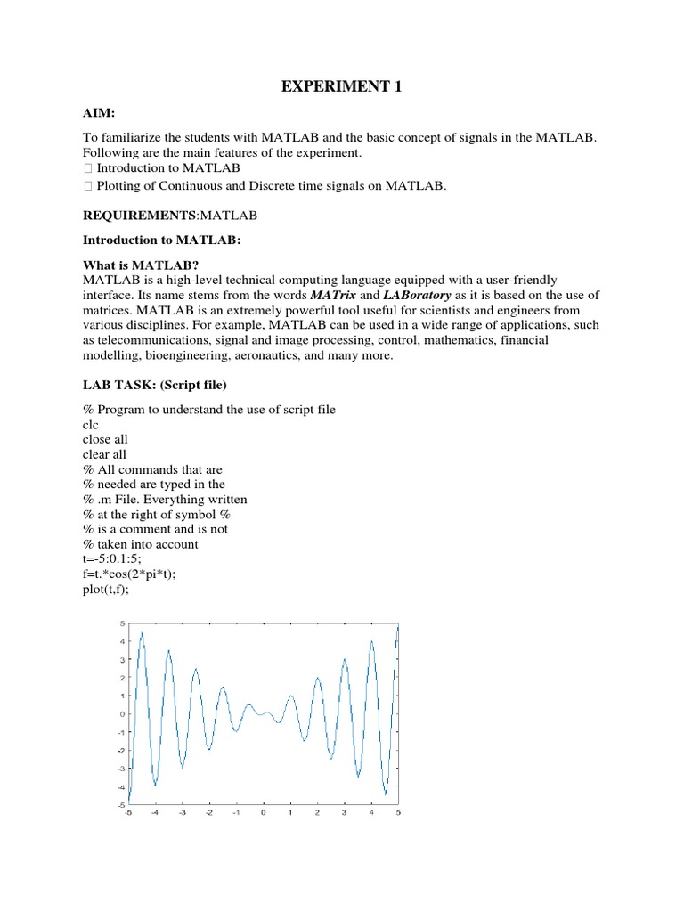 Lab Exp 1 And 2 Download Free Pdf Discrete Time And Continuous Time Matlab