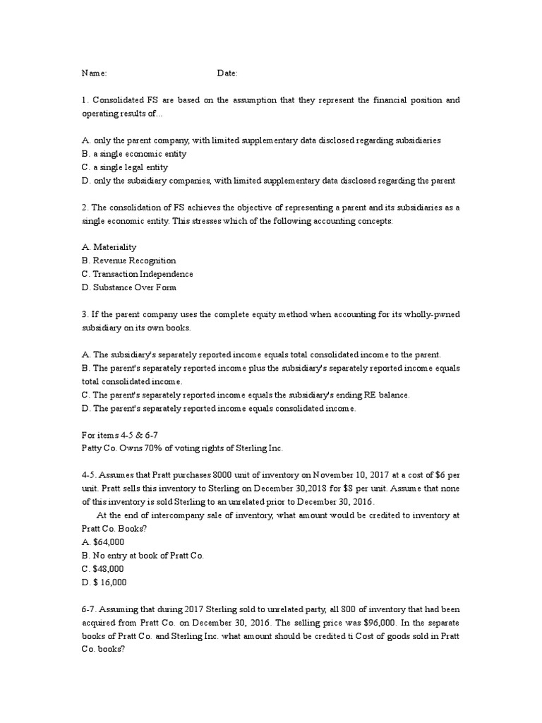 Consolidated FS - QUIZ PART 2 | PDF | Goodwill (Accounting ...