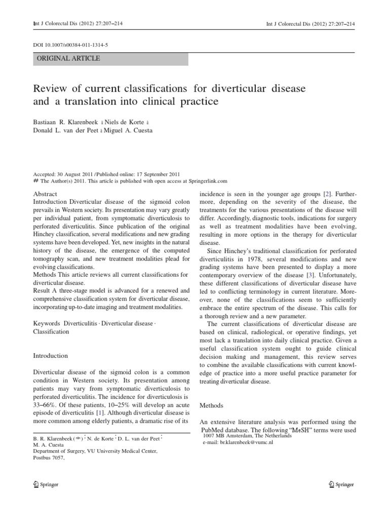 NCBI Hinchey Clasification | PDF | Colorectal Cancer | Medical Imaging