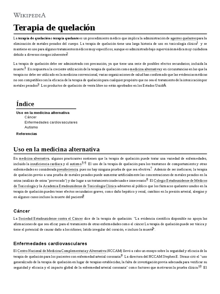 Terapia de Quelación | PDF | Medicina | Especialidades Medicas