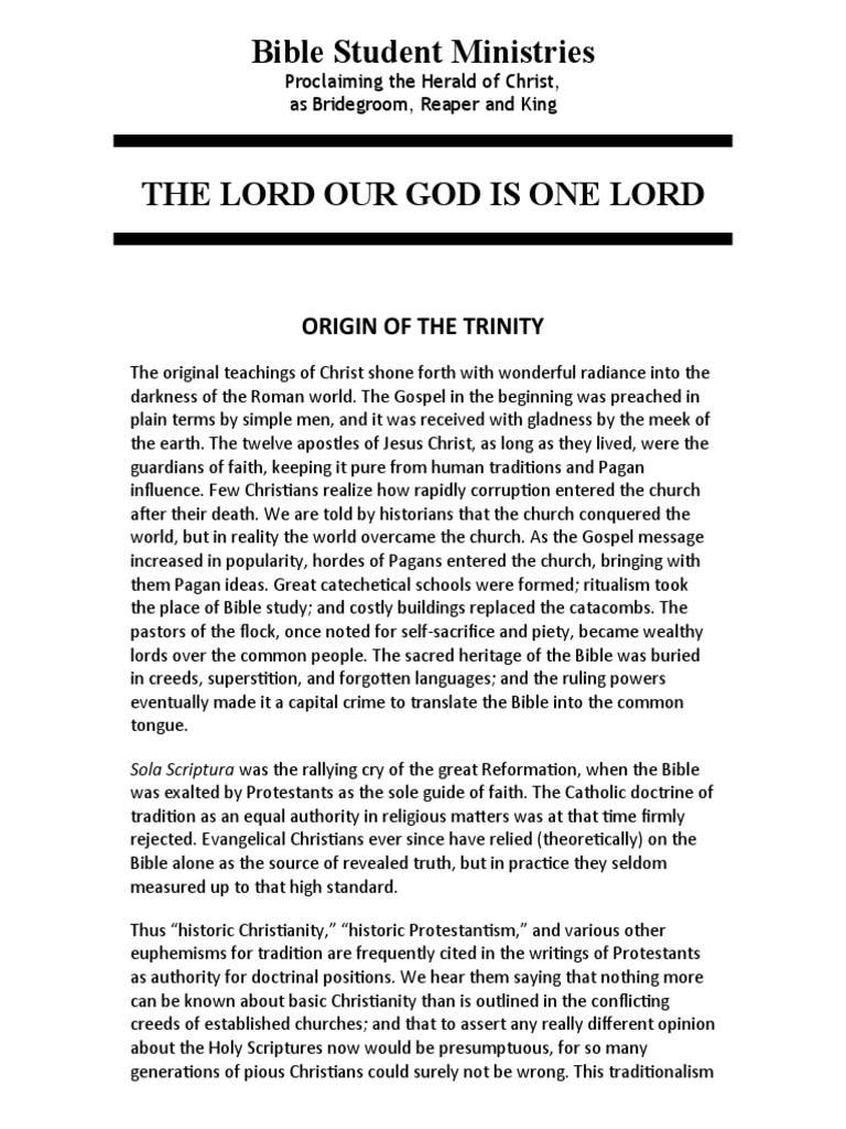 The Lord Our God Is One Lord | PDF | Monotheism | God The Father
