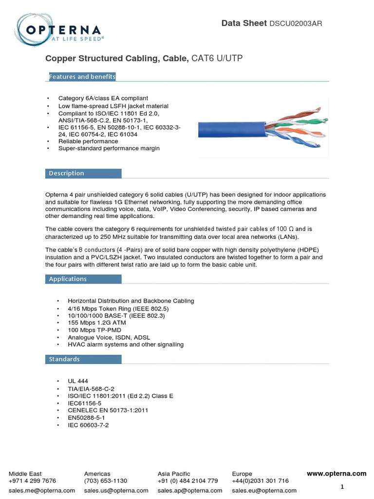 Opterna Cat6 L | PDF | Electronics | Electromagnetism