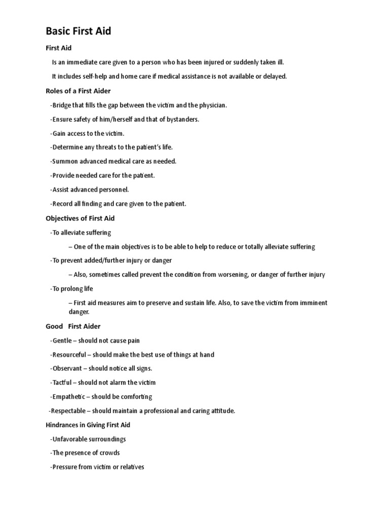 Basic First Aid | PDF | Burn | First Aid