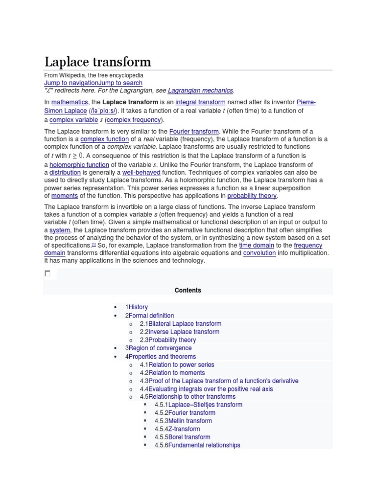 Laplace Transform | PDF | Laplace Transform | Mathematical Relations