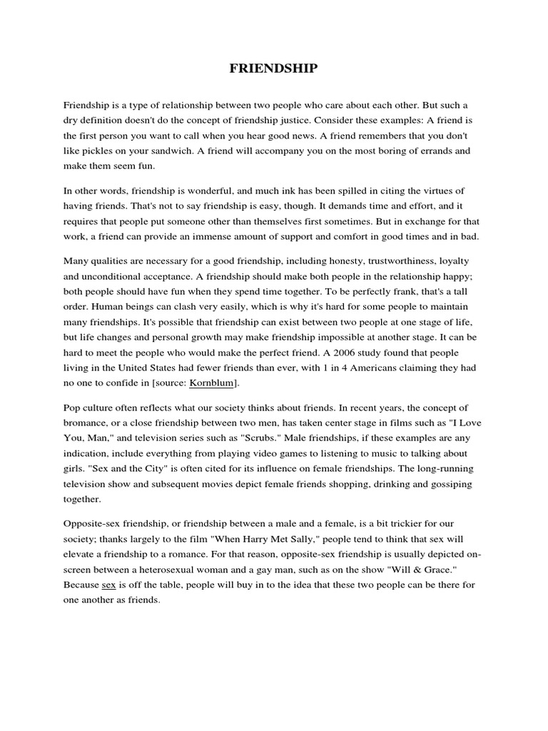 FRIENDSHIP | PDF | Friendship | Emergence