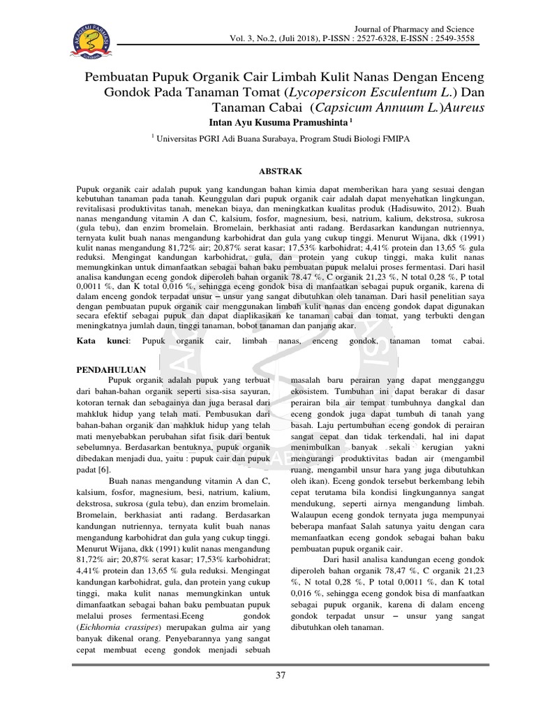 Poc Kulit Nanas Dan Eceng Gondok Ke Tomat Dan Cabai | PDF