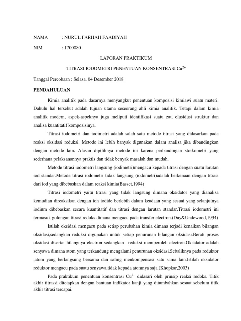 Titrasi Iodometri | PDF