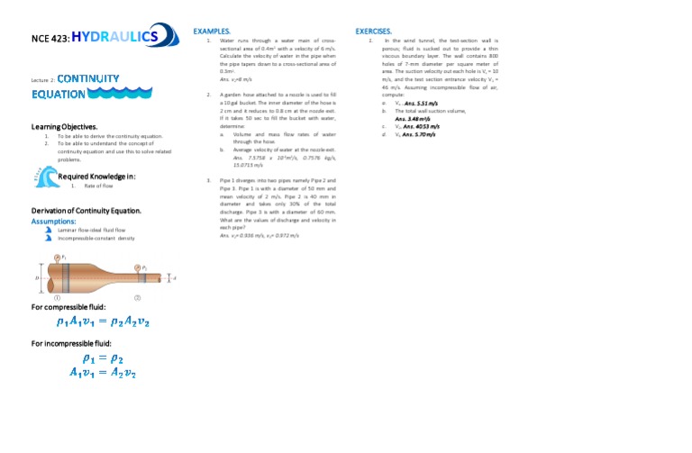 Lecture 2 (Continuity Equation) | PDF | Fluid Dynamics | Materials Science