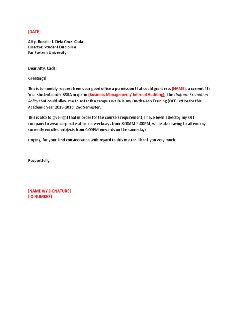 Uniform Exemption Request | PDF | Learning | Behavior Modification