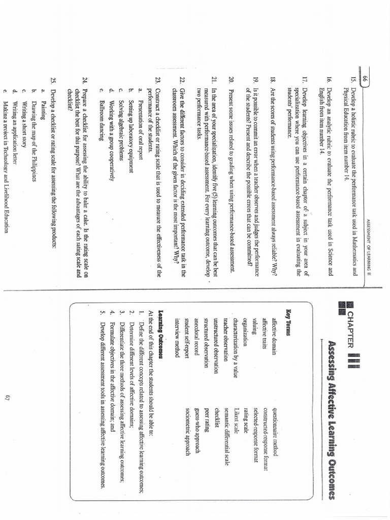 Chapter Iii Assessing Affective Learning Outcomes PDF | PDF