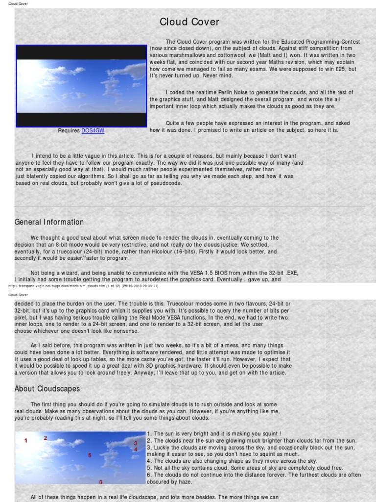 Cloud Cover | PDF | Rendering (Computer Graphics) | Texture Mapping