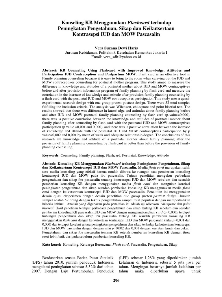 Konseling KB Menggunakan Flashcard Terhadap Peningkatan Pengetahuan ...