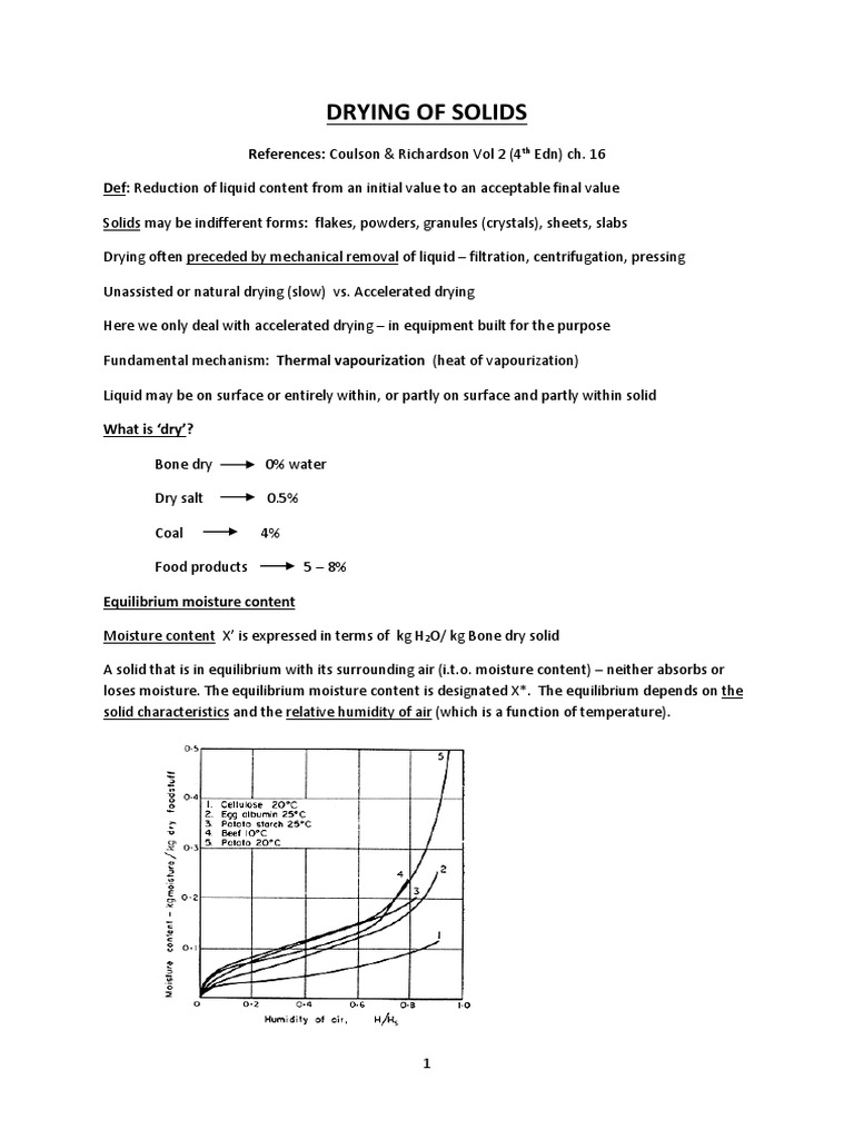Lecture Notes II - DRYING OF SOLIDS | PDF | Humidity | Heat Transfer