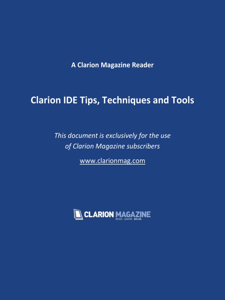 Clarion IDE Tips and Techniques Guide | PDF | Class (Computer ...
