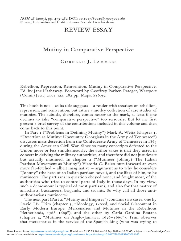 Mutiny in Comparative Perspective | PDF | Indian Rebellion Of 1857 ...