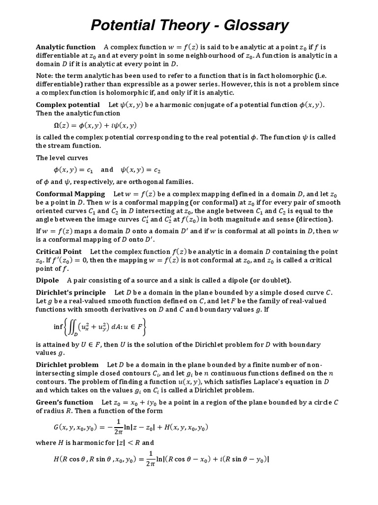 Potential Theory Pdf Holomorphic Function Greens Function