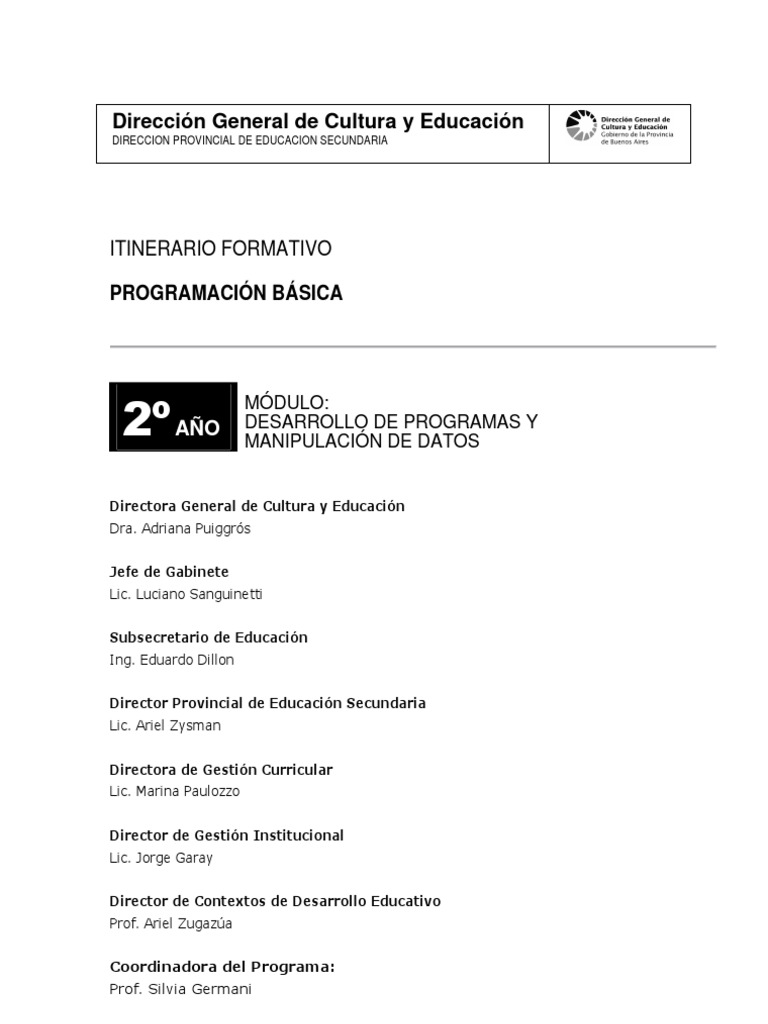 Desarrollo de Programas y Manipulacion de Datos | PDF | Lenguaje de ...