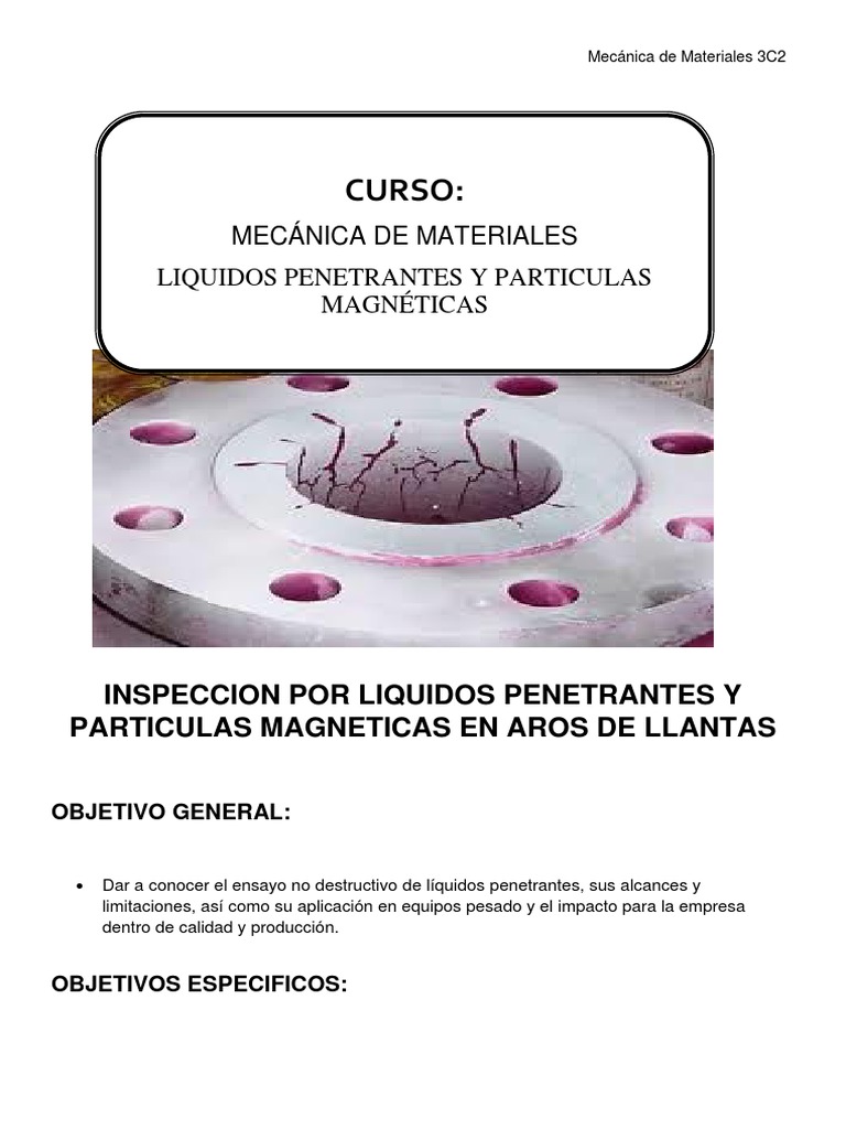 Inspección por Líquidos Penetrantes | PDF | Pruebas no destructivas ...