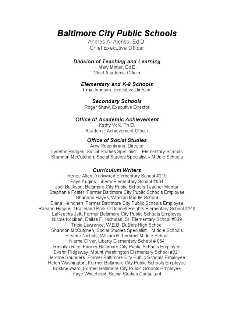 Bcpss Social Studies Cirriculum | PDF | Social Science | Citizenship